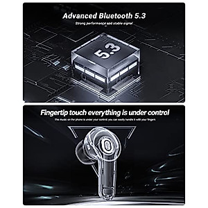 ACEFAST Wireless Earphones Bluetooth 5.3 Headphones LED Power Display Mini Crystal in-Ear Earbuds with Wireless Charging Case Touch Control Built-in Mic Headphone for Sports Waterproof Earphone