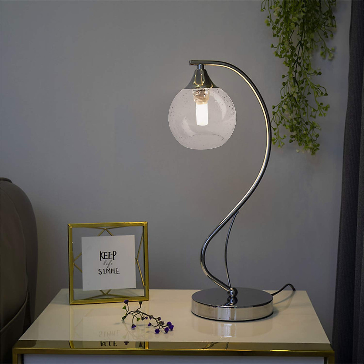 2 Pack Seeded Clear Glass Globe Lamp Shades, Replacement Lampshade Covers for Light Fixture Wall Sconces Pendant Lighting Vanity Light Table Floor Lamp,1.65"Fitter, 5.9"Diameter