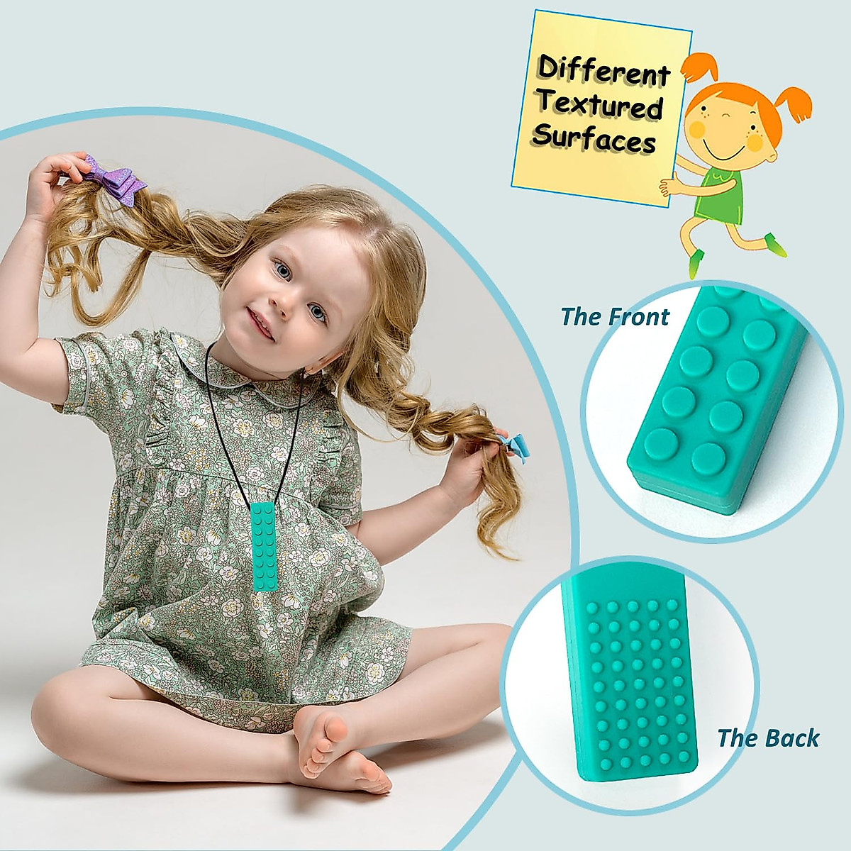 Chew Necklace, Silicone Chew Necklaces for Sensory Kids and Adults, 4 Pack Mouth Fidgets Chewy Necklace Sensory Chew Toys for Boys Girls with Autism Anxiety ADHD, BPA Free