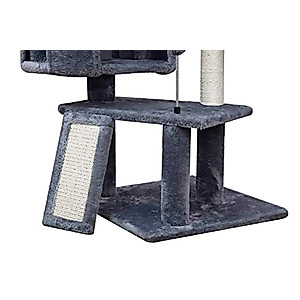 WIKI Newest 36.6 Cat Tree with Cat Condo and Hanging Hammock,Grey
