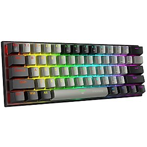E-YOOSO 60% Wired Mechanical Gaming Keyboard, RGB Backlit Ultra-Compact 61 Keys Hot Swappable Mini Waterproof Wired Office Keyboard with Red Switches for Windows, Mac OS Gamers (Grey Black)
