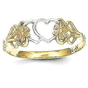 IceCarats 10K Two Tone Gold White Double Heart Love Ring Size 7
