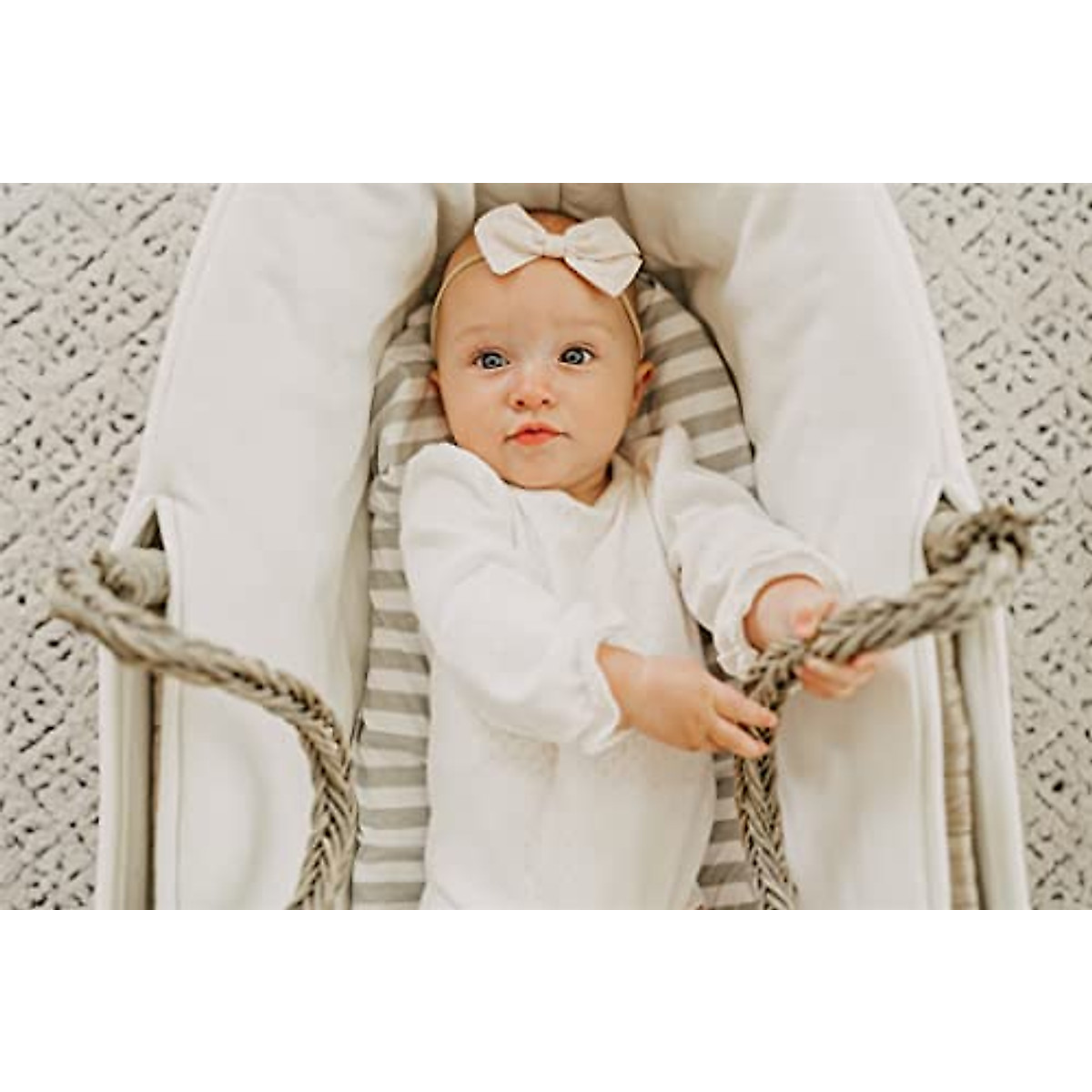 NODNAL CO. 3 Fitted Bassinet Sheets Gray Set Baby Girl/Boy - 100% OEKO-TEX Cotton Gender Neutral Chevron, Polka Dot, Stripe Universal Fit - Cradle/Moses Basket Hourglass, Oval Rectangle Mattress Sheet