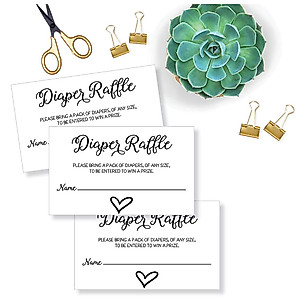 All Ewired Up 50 Gender Neutral Watercolor Heart Baby Shower Diaper Raffle Tickets, Lottery Insert Cards for Heart Baby Shower Invitations Supplies Games for Baby Gender Tickets (50-Cards)