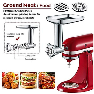 GVODE Meat Grinder Attachment for Kitchenaid Stand Mixer, Including 3 Sausage Stuffer Accessory, Metal Food Grinder, gvode meat grinder kitchenaid