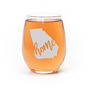 Georgia State Stemless Wine Glass - Georgia Gift, Georgia Wine Glass, Georgia Fan Gift