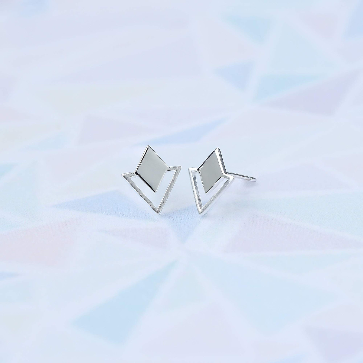Boma Jewelry Sterling Silver Geometric Diamond & Triangle Stud Earrings