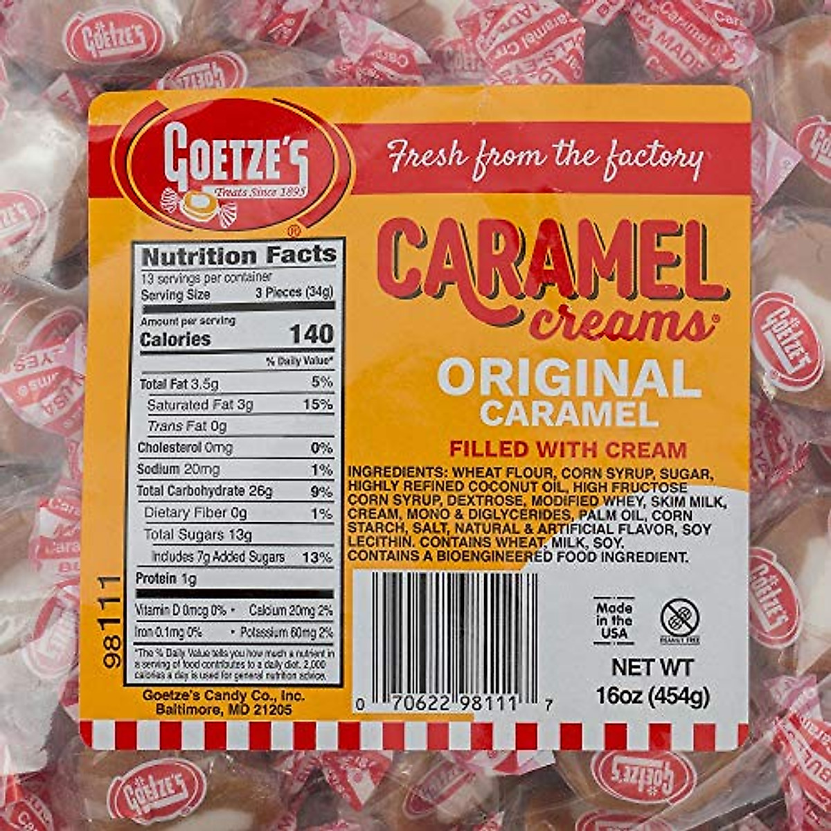 Goetze's Candy Vanilla Caramel Creams - 1 Pound Bag (16 Ounces) - Fresh from the Factory