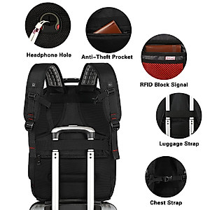 Jiefeike Travel Laptop Backpack, Extra Large Bookbag for Men School College Student Women,Basketball Backpack Fits 17 Inch Computer Notebook with USB Charging Port RFID Anti Theft TSA Approved