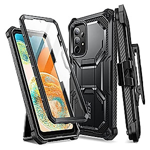 i-Blason Armorbox Designed for Samsung Galaxy A23 5G Case/A23 4G Case (2022 Release) with Kickstand & Belt Clip Holster, Full Body Protective Bumper Case with Built-in Screen Protector (Black)