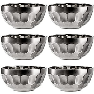 Okllen 6 Pack 18/8 Stainless Steel Bowl Set, 15 Oz Non-slip Snack Bowls Double-walled Insulated Soup Bowl, Dinner Serving Bowls Dessert Bowls for Ice Cream, Cereal, Rice