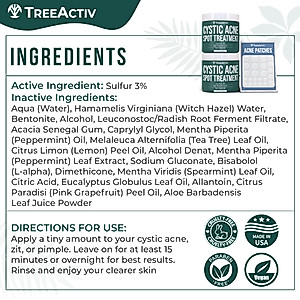 TreeActiv Cystic Acne Spot Treatment, 2-Pack, Sulfur Spot Treatment, Hormonal Acne Treatment with Tea Tree, Cystic Acne, Blackheads, Cystic Acne Treatment and Pimple Spot Treatment for Face, 240+ Uses
