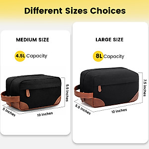 Vorspack Toiletry Bag Hanging Dopp Kit for Men Water Resistant Canvas Shaving Bag with Large Capacity for Travel- Black