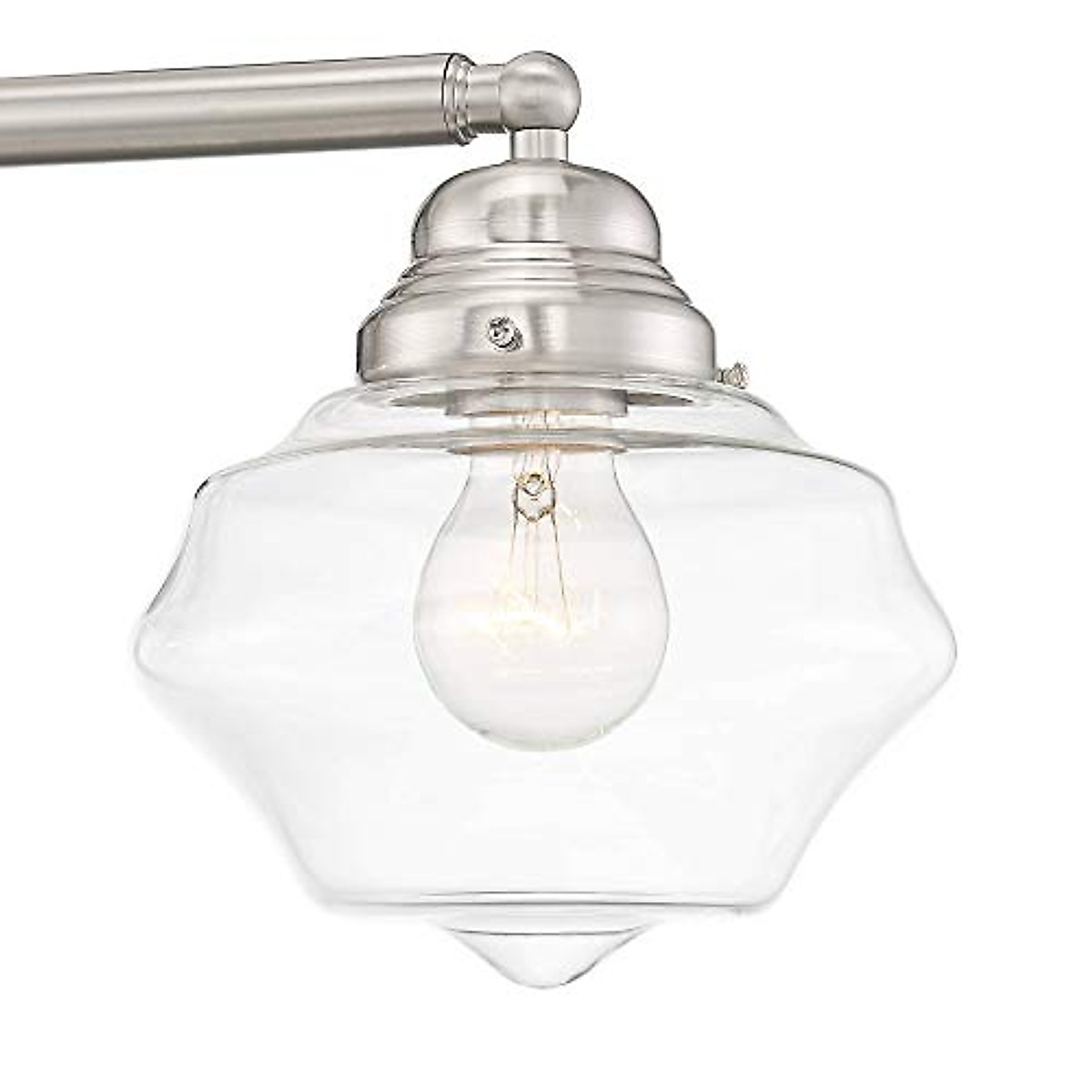 Possini Euro Design Astrid Modern Wall Mount Light Brushed Nickel Silver Metal Hardwired 30 3/4" Wide 4-Light Fixture Schoolhouse Clear Glass for Bathroom Vanity Mirror House Home Room Decor