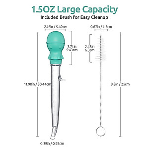 U-Taste 1.5oz Angled Turkey Baster - 228.2℉ Heat Resistant Food Grade Tritan and Silicone Large Octopus Bulb Baster Set with Cleaning Brush for Cooking Basting Meat Poultry Beef Chicken (Aqua Sky)