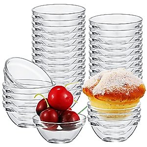 36 Pieces 2.4 Inch Small Glass Bowls Soy Sauce Dipping Bowls Mini Clear Prep Bowls Stackable Serving Bowls for Ramekins Snack Fruit Dips Dessert Ingredient Mixing, 1.5 oz
