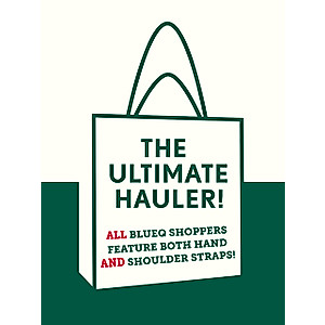 Blue Q Shoppers, Reusable Grocery Bag, Sturdy, Easy-to-Clean, 15" h x 16" w x 6" d, made from strong 95% recycled material (Random Crap)