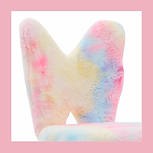 HONIFUR Kids Desk Chair, Adjustable Comfy Swivel Computer Chair with Wheels for Kids & Fuzzy Butterfly Shaped Back, Cute Girls Students Vanity Chair for Bedroom/Study