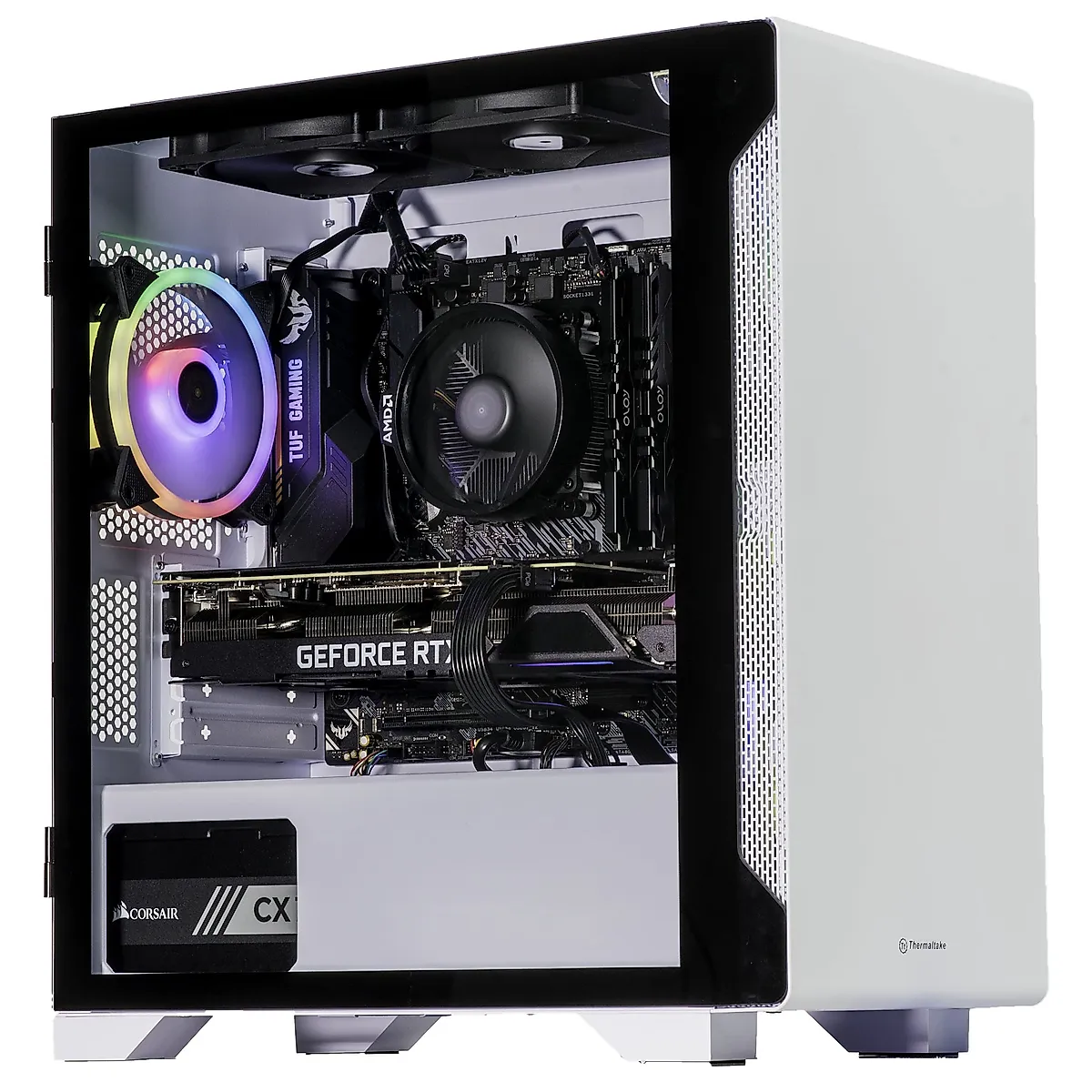 Velztorm Nix Custom Built Gaming Desktop PC Snow White (AMD Ryzen 5 5600X 6-Core, 128GB RAM, 8TB PCIe SSD, GeForce GTX 1050Ti, 1xUSB 3.2, 3xUSB 3.0, 1xHDMI, Win 10 Pro)