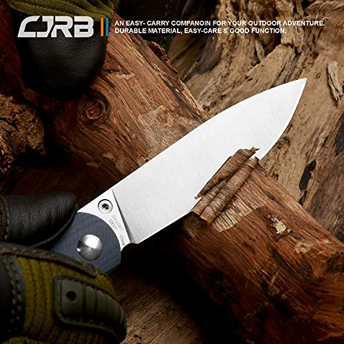 CJRB Folding Pocket Knife Ria(J1917), Small Tactical Knife with 0.1” 12C27 Blade and Micarta Handle for EDC Outdoor, Camping, Survival, Hunting, Fishing,Blue
