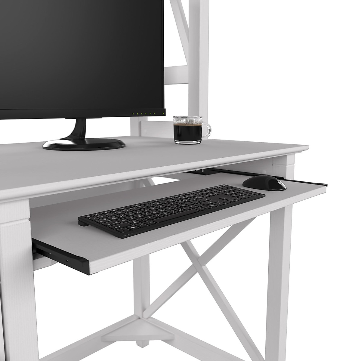 Bush Furniture Key West 48-inch Computer Desk with Hutch, Pure White Oak (KWD248WT-03)