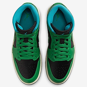 Jordan Women's 1 Mid Black/Lucky Green-Aquatone (BQ6472 033) - 12