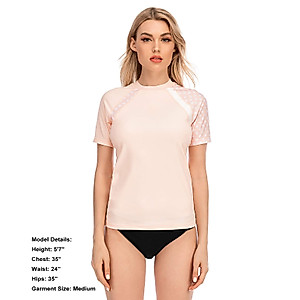 ADOREISM Women's Quick-Dry UPF 50+ Sun Protection Short Sleeve Rash Guard (Light Orange, XL)