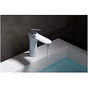 NZDY Faucet Solid Copper Faucet White Paint Plus High Washcountertop Washsingle Porous Washround Square