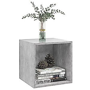 Queen.Y Floating Shelves Set of 4, Wall Mounted Cube Shelves with Cabinet, Wall Hanging Storage Shelves, Home Decor Furniture, Concrete Grey