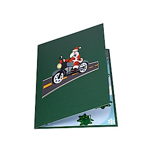 Magic Ants Christmas Pop Up Card - 3D Greeting Card, Birthday Card, Pop Up Christmas Card, Kids Christmas Card, 3D Christmas Card, New Years Holiday Card, Winter Card (Santa's Motorcycle)