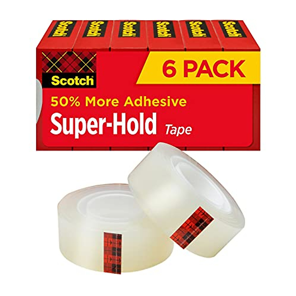 Scotch Super-Hold Tape, 6 Rolls, Transparent Finish, 50% More Adhesive, Trusted Favorite, 3/4 x 1000 Inches, Boxed (700K6)