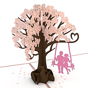 Lovepop Lovers on a Swing Pink Pop Up Card - 3D Card, Pop Up Valentines Day Card, Love Card, Romance Card, Wedding Card