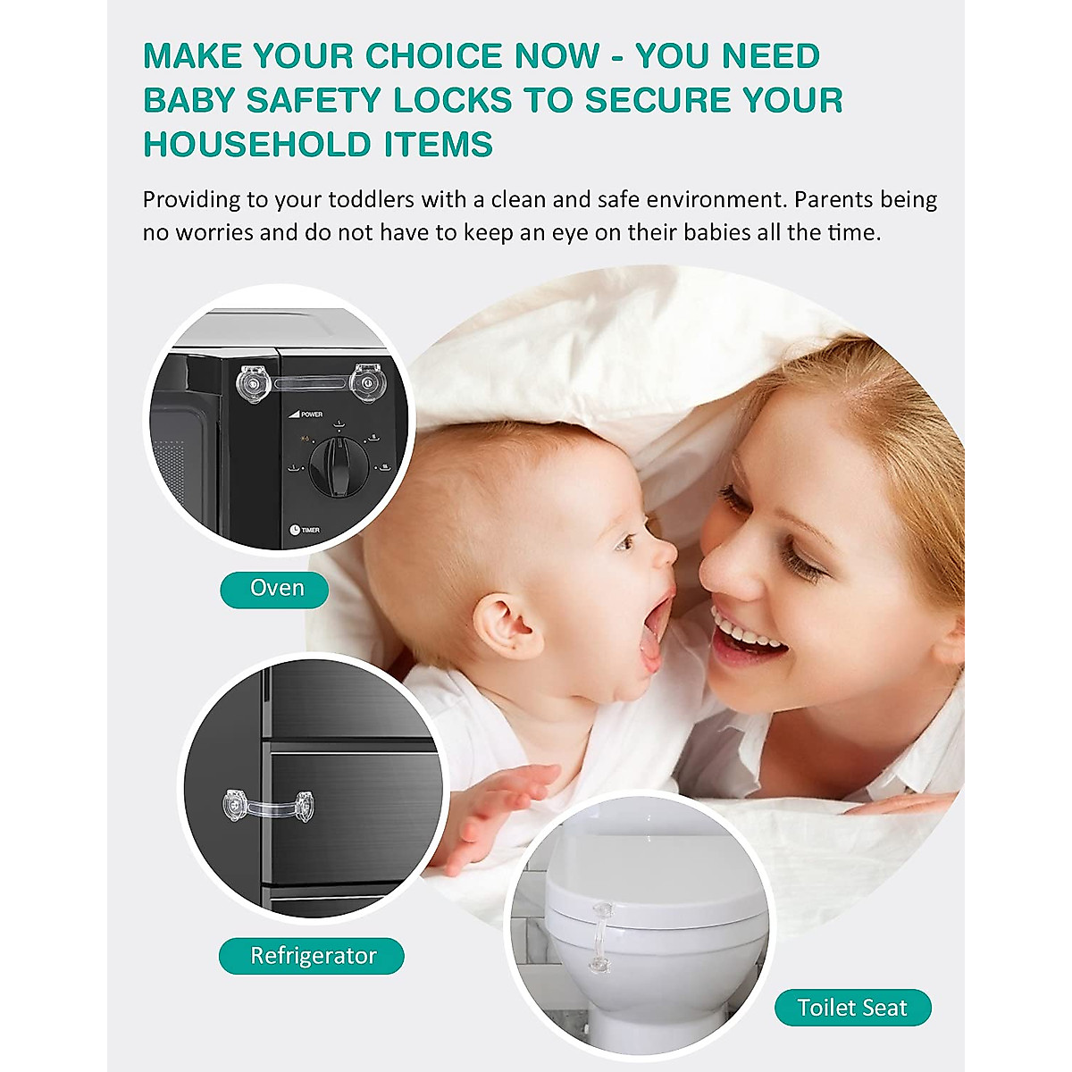 Cabinet Locks for Babies, Baby Proofing Safety Locks, 10 Pack DUOSI No Screws No Magnets Fridge Refrigerators Locks Baby Proofing Child Safety Cabinet Locks for Kitchen Cabinets and Drawers