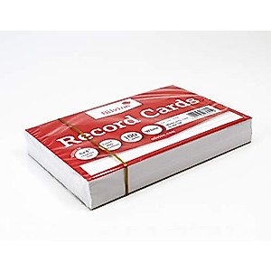 Silvine A6 White Record Cards - Lined with Headline, 100 Cards Per Pack (Size 6x4")