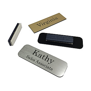 CUSTOMIZED4U 1inX3in Employee Personalized Name Tag Badge Pin or Magnet Attachment Customized Identification Engraved