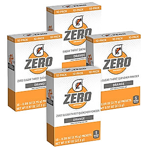 Gatorade Zero Thirst Quencher Powder Packets, Orange, 0.10 oz Individual Packets 40 Count