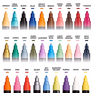 Uni Posca Paint Marker FULL RANGE Bundle Set , Mitsubishi Poster Colour ALL COLOR Marking Pen Medium Point ( PC-5M ) 29 Colours ( 22 Standard & 7 Natural ) Japan Import