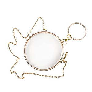 Cirilla Women Acrylic Transparent Round-Cake Clutch Evening Handbag Jeweled Ring Handle for Wedding Cocktail Party Banquet (clear)