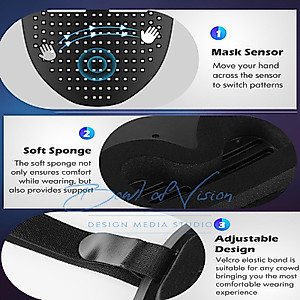 GPJYD Led Mask,Light Up Mask with Gesture Sensing,Light Up Luminous Digital Glow Mask Cool Masks for Adult/Kids Halloween Rave Dj Party Costume Cosplay Party Masquerade