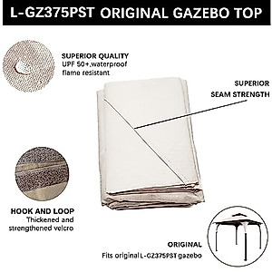 SCOCANOPY Replacement Canopy Top for 8' x 8' Gazebo #L-GZ375PST, L-GZ375PST-3