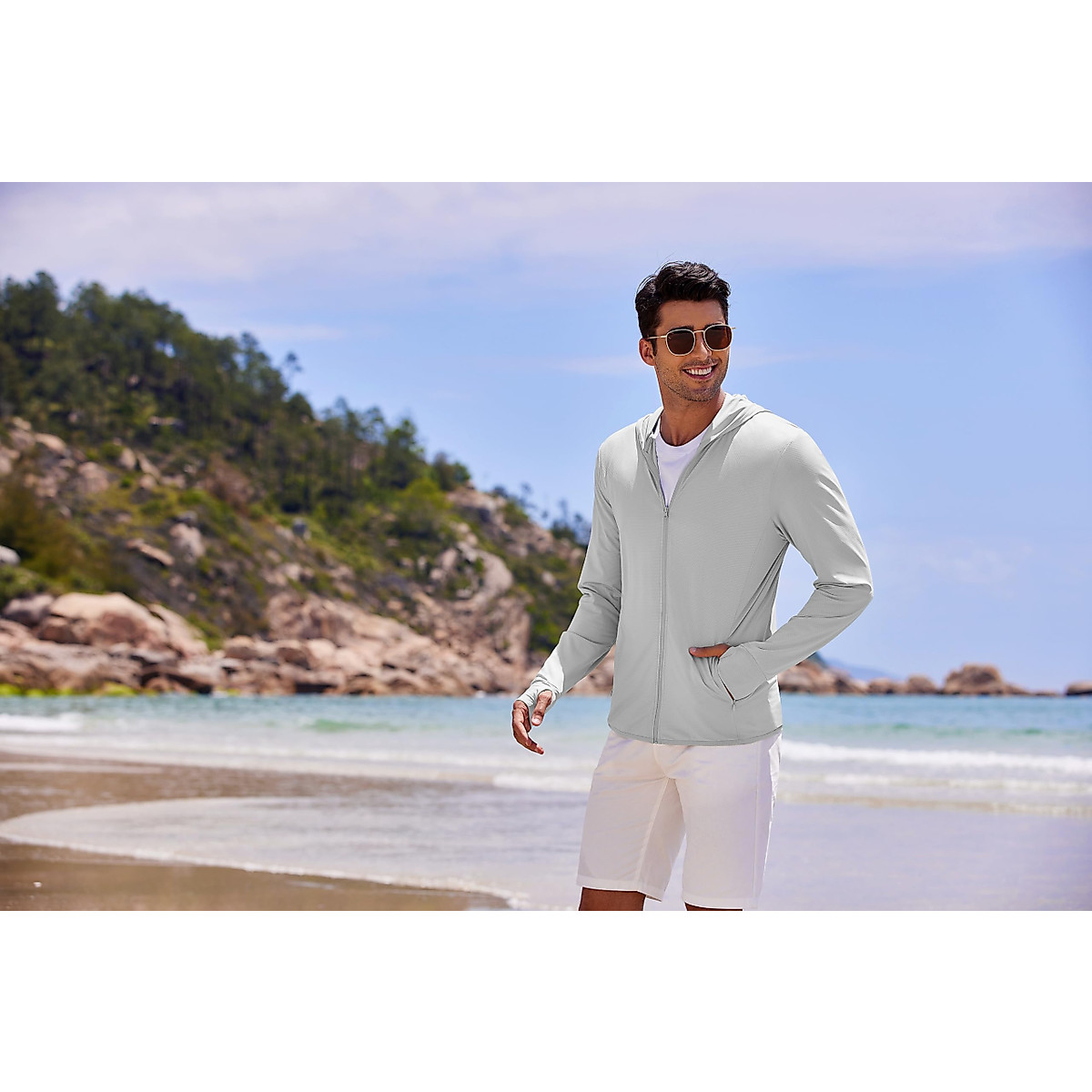 COOFANDY Men Full Zip UPF 50 Sun Protection Hoodie Jacket Long Sleeve Lightweight Breathable UV Shirts with Pockets