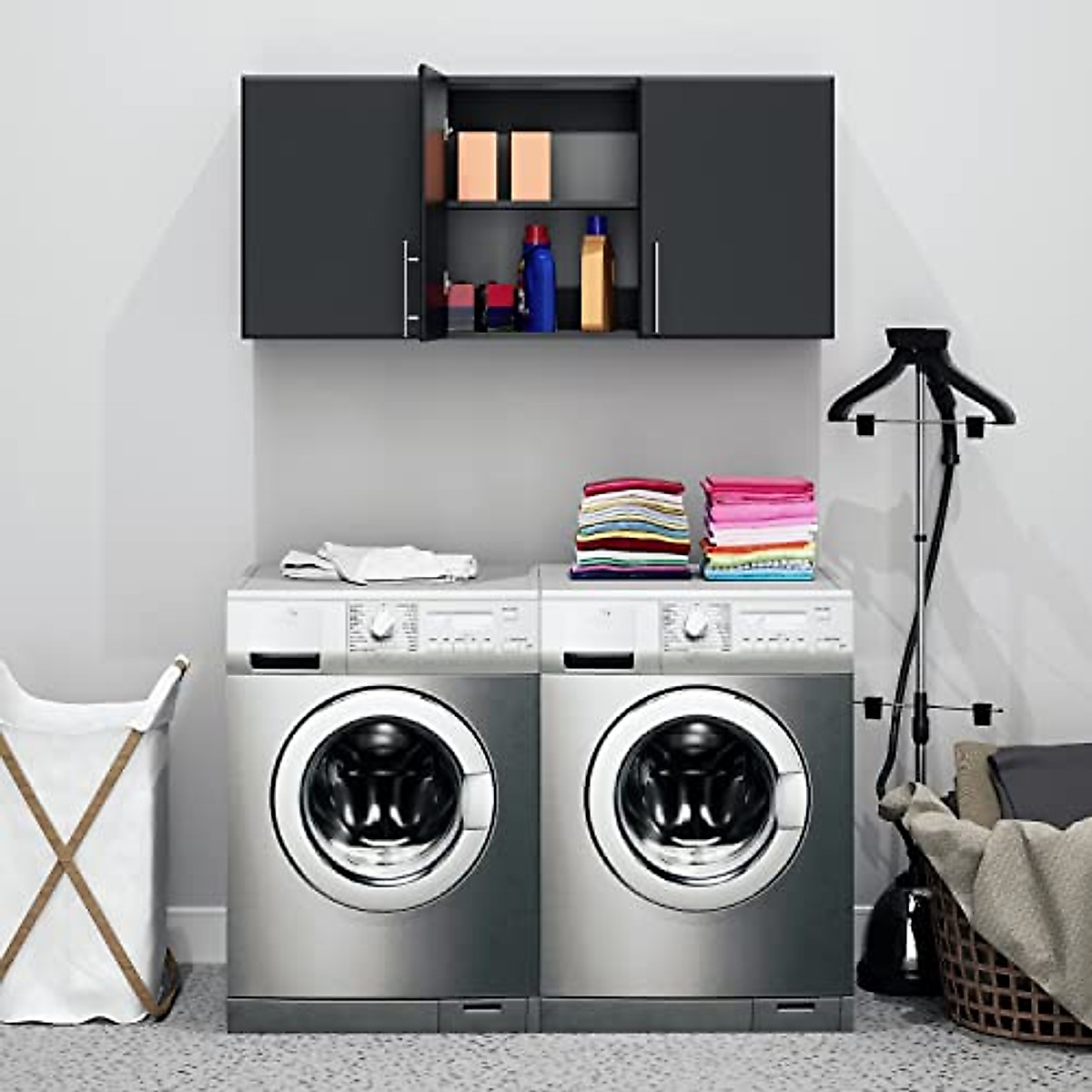 Prepac Elite 3 Door Wall Mounted Storage Cabinet, 54" W x 24" H x 12" D, Black