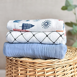 Ruby Star Swaddle Blanket, Muslin Swaddle Blankets, 3 Pack Receiving Blanket for Boys and Girls, 47 x 47 in