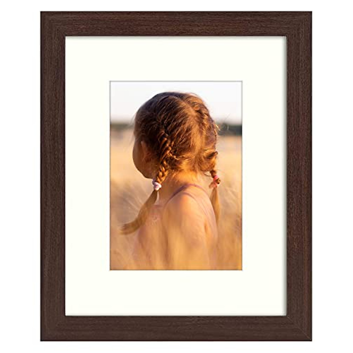 Golden State Art, 8x10 Picture Frame with Mat for 5x7 Photo - High Definition Glass Wall Mounting or Tabletop Display (Brown, 1 Pack)