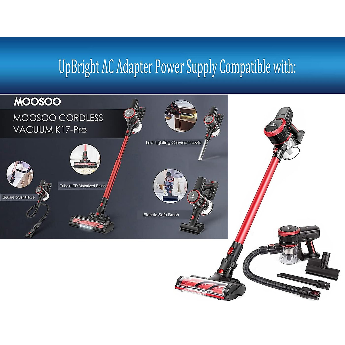 UpBright 26V AC/DC Adapter Compatible with MOOSOO X6 XL-618 XL-618A K17 Pro K17Pro VC01 M24 M8 DC 22.2V 22V Li-ion Battery Cordless Vacuum Cleaner Vac VACX6 XL618A S012A2600400U Power Supply Charger