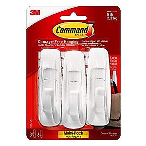 Command 170033ES Water-Resistant Adhesive Refill Strips,2, 4, Re-Hang Medium and Large Bath Hooks or Caddies Hardware, 3, White, 3 Count