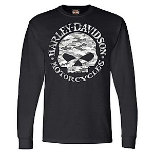Harley-Davidson Men's Camo Willie G Skull Long Sleeve Crew-Neck Shirt (XL)