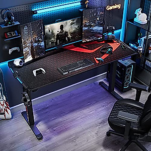 It's_Organized Electric Height Adjustable Standing Desk 65 inch,Dual Motor Sit Stand Large Gaming Computer Desk with RGB LED Lights, Large Extended Gaming Mat for Gaming and Home Office