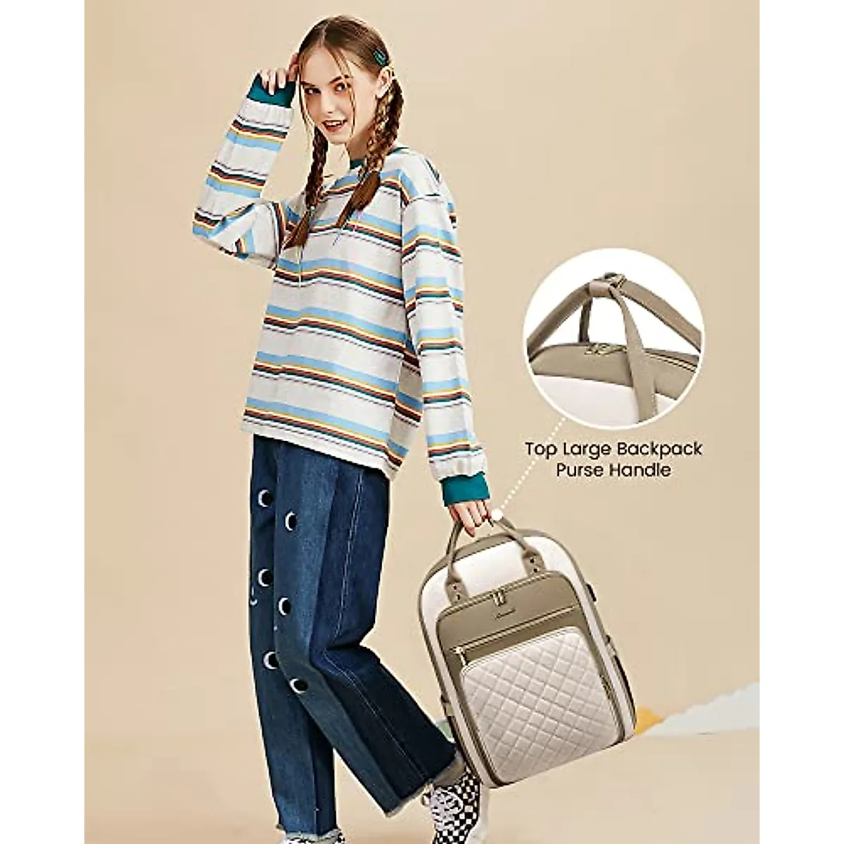 LOVEVOOK Laptop Backpack for Women, Stylish Backpack Purse with USB Port for Travel Work Commuter, Lightweight Casual Daypacks, Nurse Teacher Computer Bag, College Bookbag, Fit 15.6" Laptop