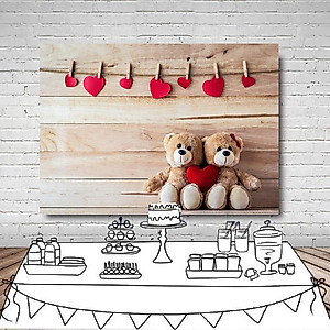 LYWYGG 7X5FT Valentine's Day Backdrops Mother's Day Decoration for Photography Valentines Party Banner Backgrounds Mom Photo Backgrounds Wooden Wall Photography Backdrops for Child CP-129